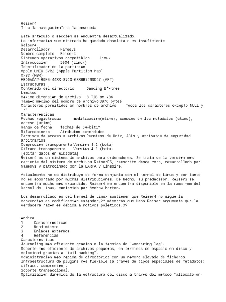 Reiser 4 | PDF | Software del sistema | Datos