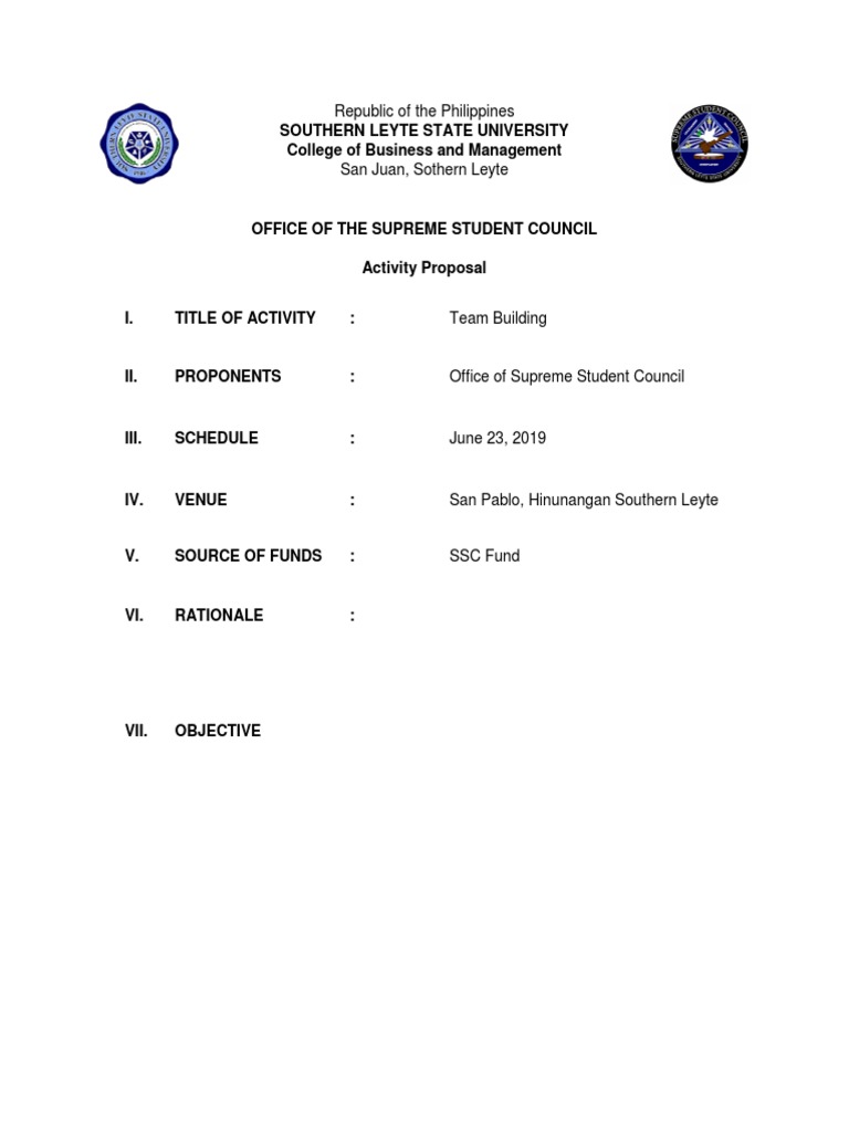 Activity Proposal For Team Building | PDF