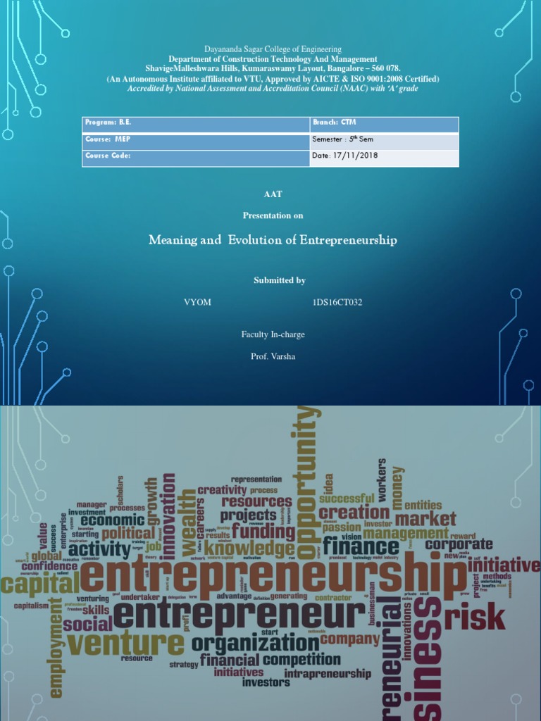 Meaning and Evolution of Entrepreneurship | PDF | Entrepreneurship ...