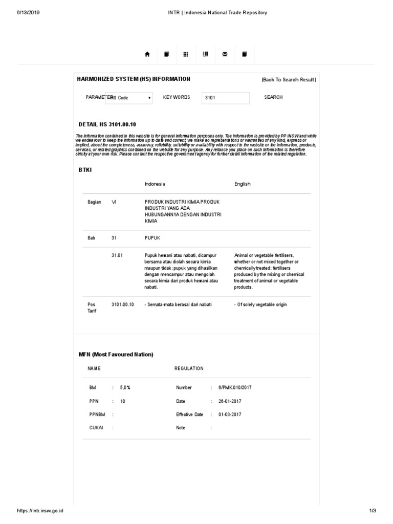 HS Code 3101.00.10 | PDF | International Relations | International Business