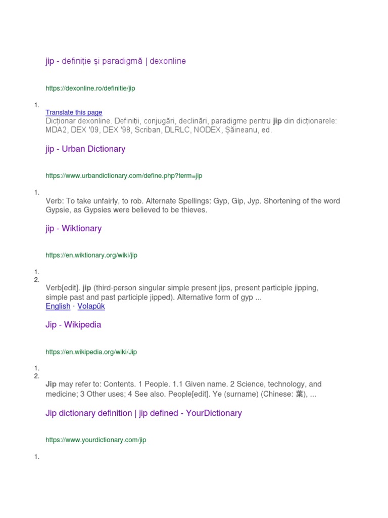 Jip - Definiție Și Paradigmă - Dexonline: Translate This Page | PDF ...
