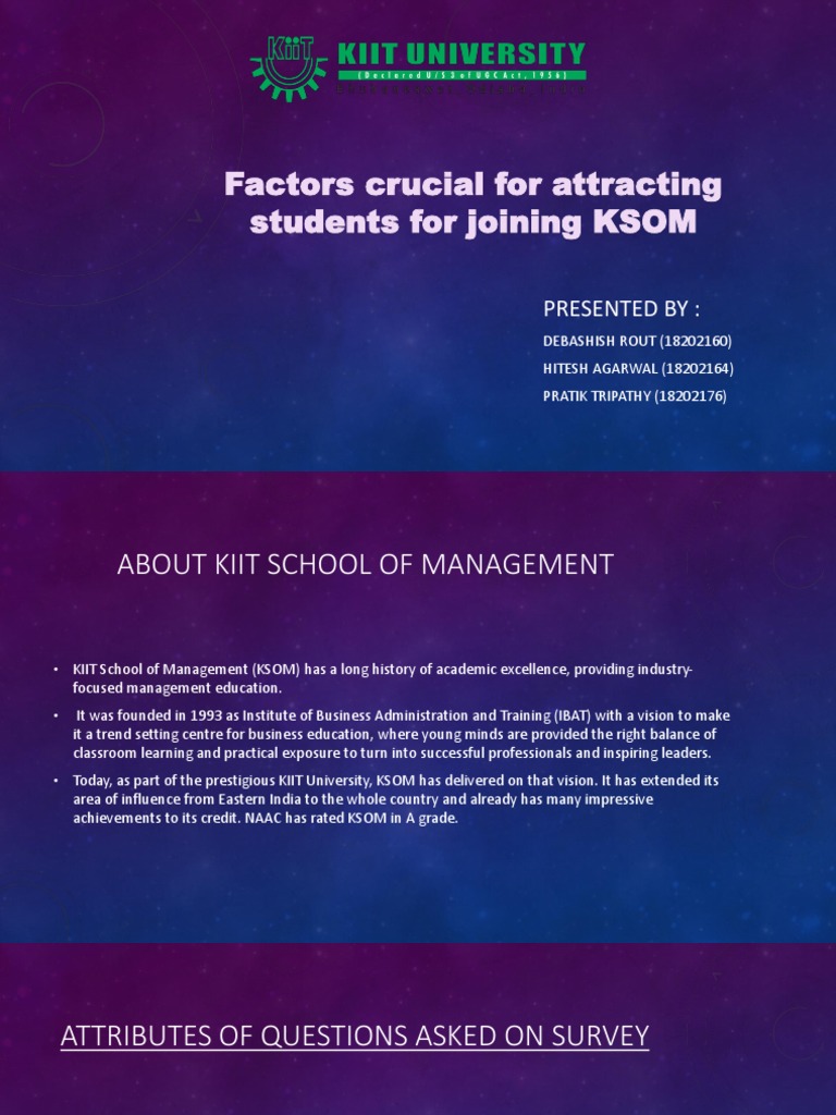 Factors Crucial For Attracting Students For Joining KSOM (Mba) | PDF
