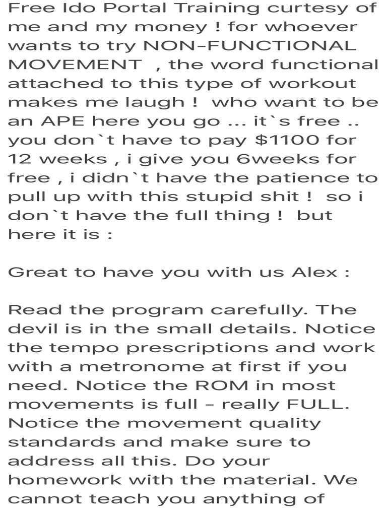 Free Ido Portal Training Curtesy of Me and My Money ! For Whoever | PDF ...