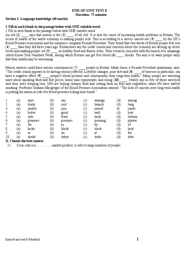 End of Unit Test Unit 8 | PDF | Luxury Goods | Advertising