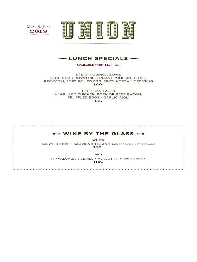 Union Menu | Download Free PDF | French Fries | Salad
