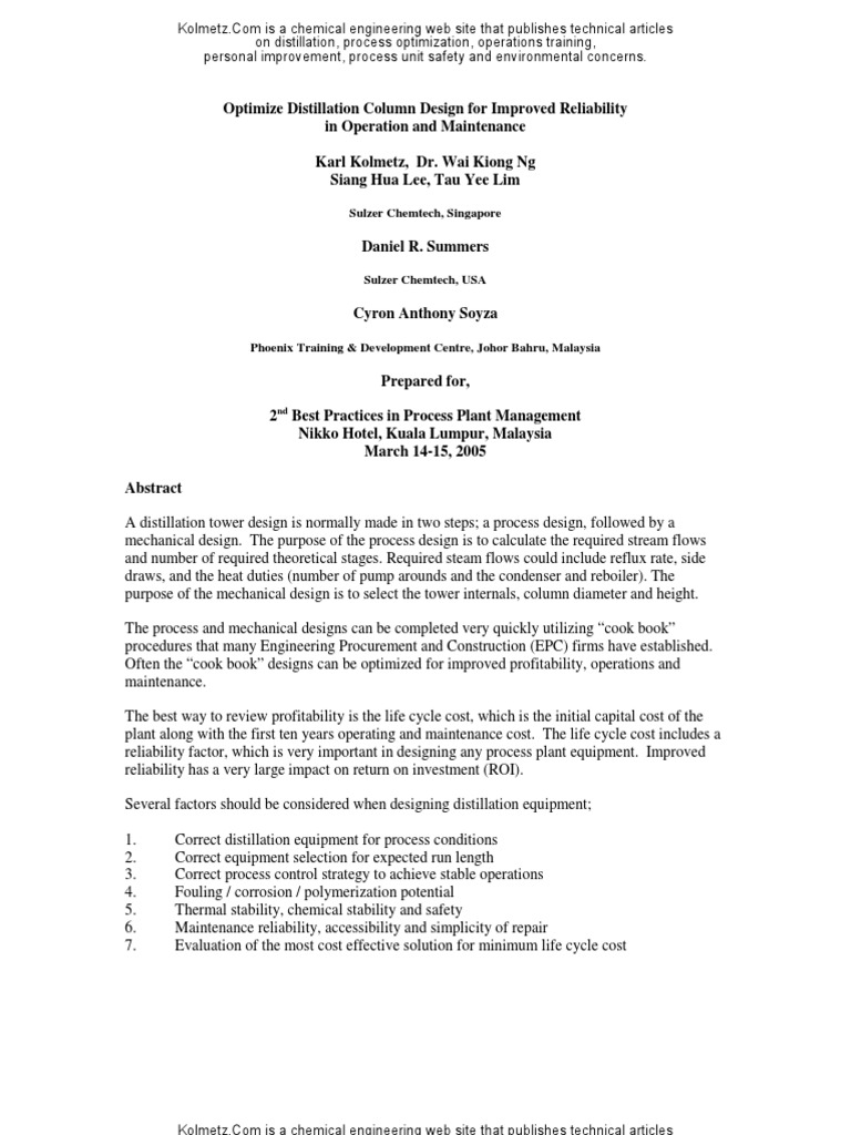 Distillation Column | PDF | Distillation | Life Cycle Assessment