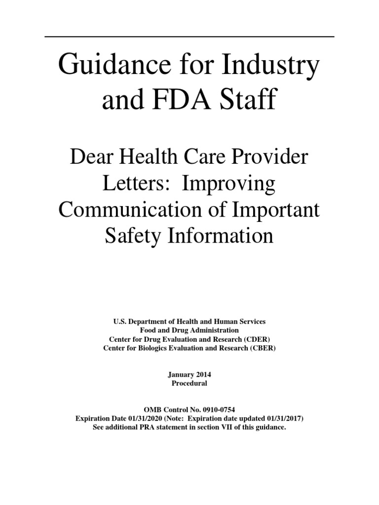 FDA Guidance on DHCP Letters | PDF | Pharmacovigilance | Food And Drug ...
