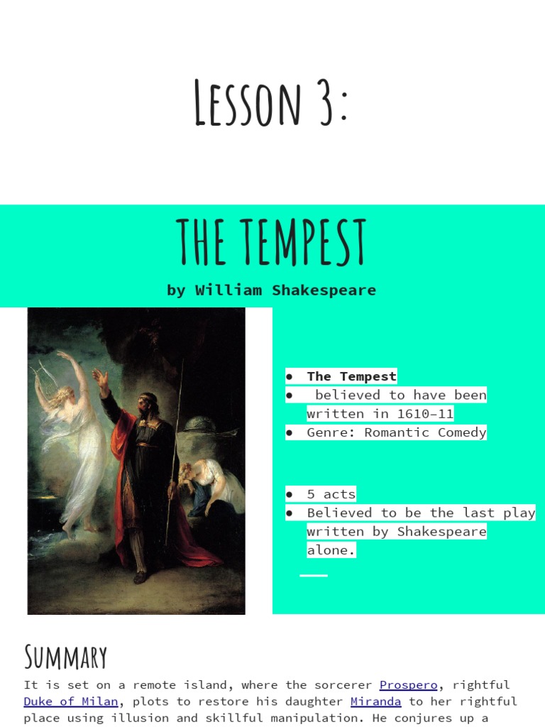 L3 - The Tempest | Download Free PDF | The Tempest | Castaways