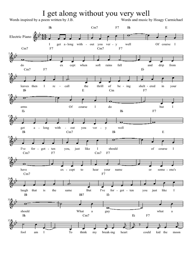 I get along without you very well: Words and music by Hoagy Carmichael ...