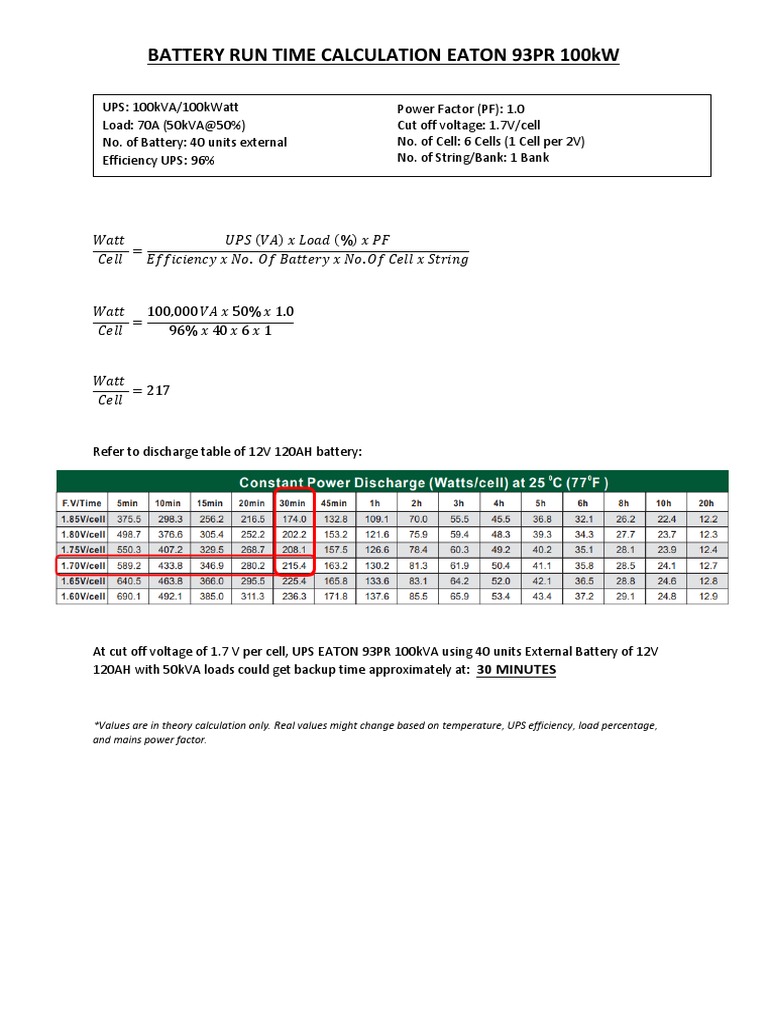 Battery Backup Calculation | PDF