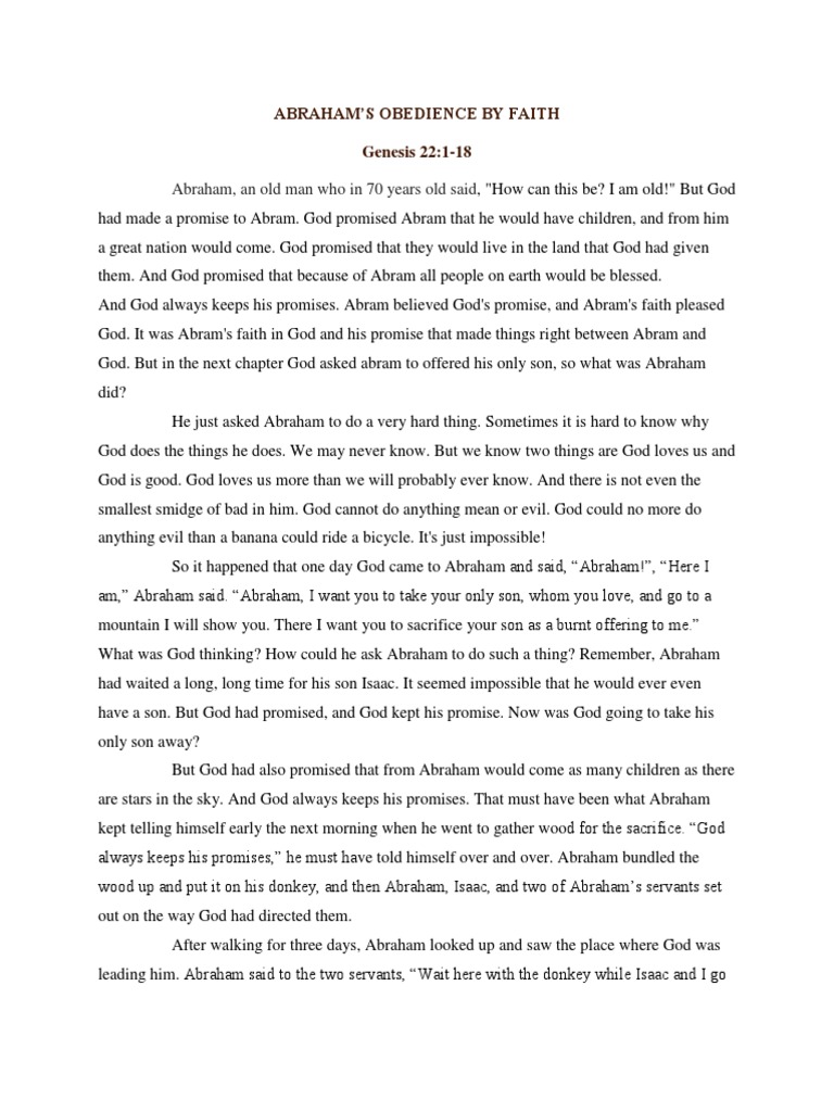 Abraham's Faithful Obedience Explained | PDF | Abraham | Isaac
