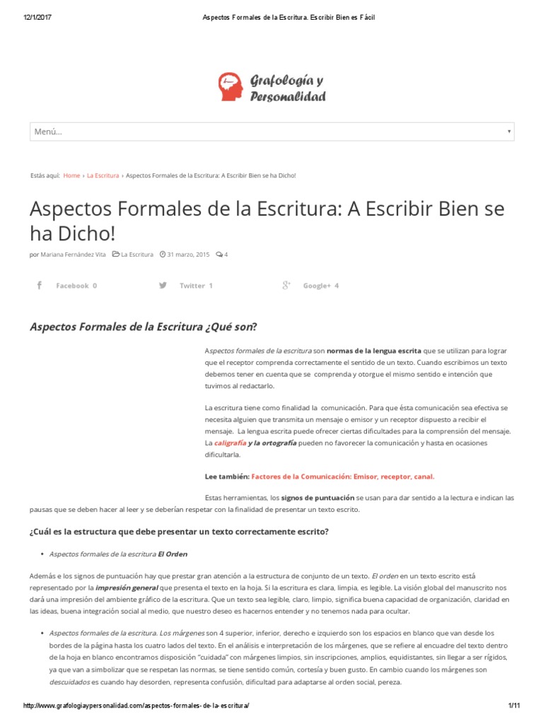 Aspectos Formales de La Escritura | PDF | Coma | Puntuación