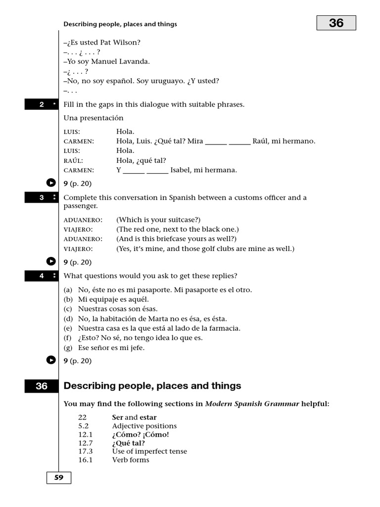 Describing People and Customs in Spanish | PDF | Syntactic ...