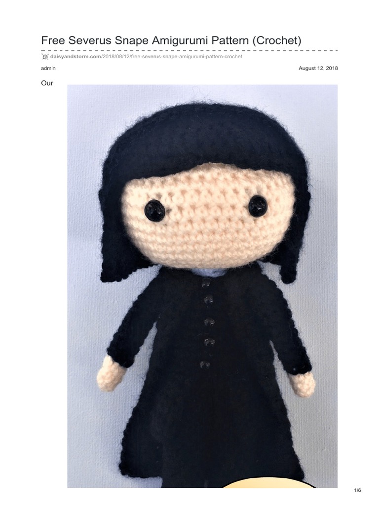 Daisyandstorm Com-Free Severus Snape Amigurumi Pattern Crochet ...