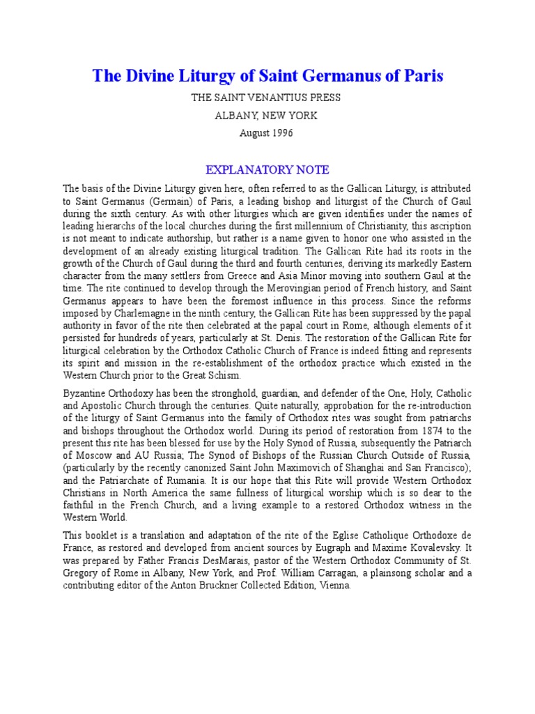 Divine Liturgy of Saint Germanus | PDF | Eastern Orthodox Church ...