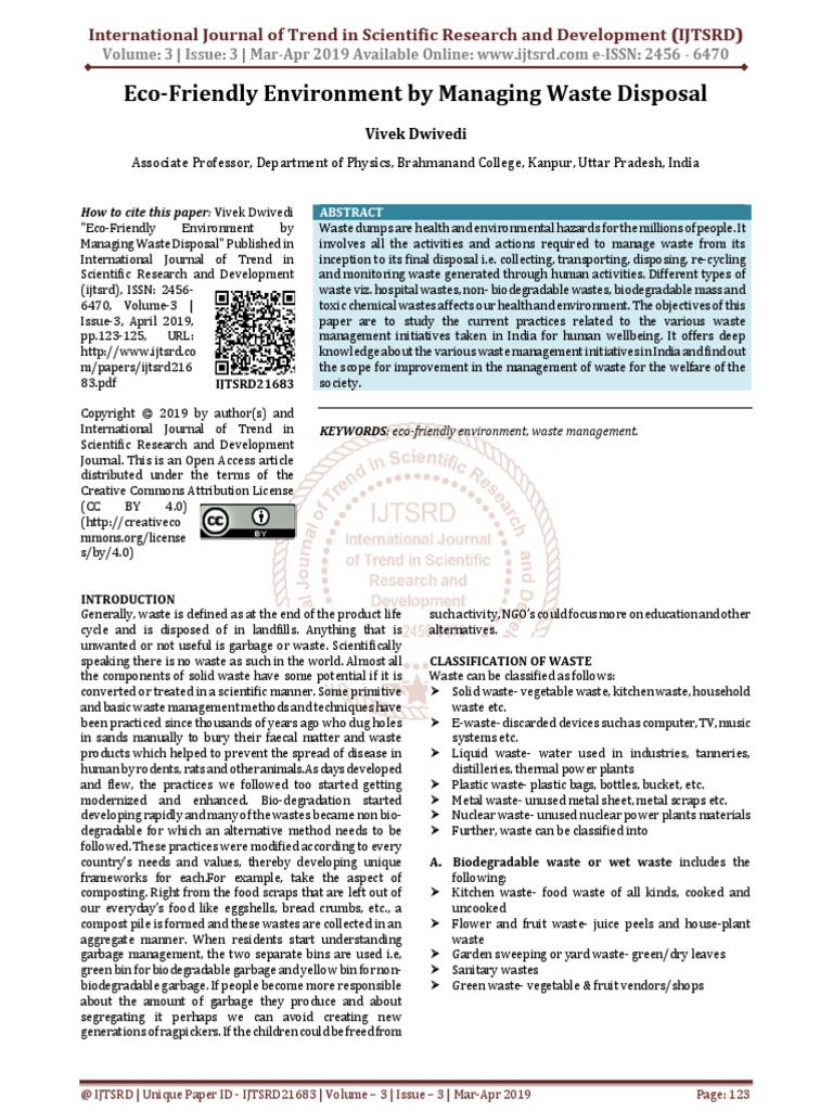 Eco Friendly Environment by Managing Waste Disposal | PDF | Waste ...