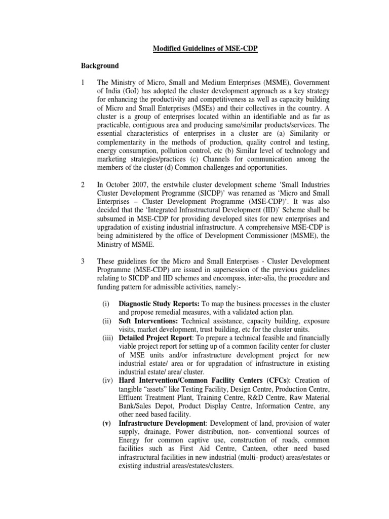 Modified Guidelines of MSE-CDP Background | PDF | Economies | Business