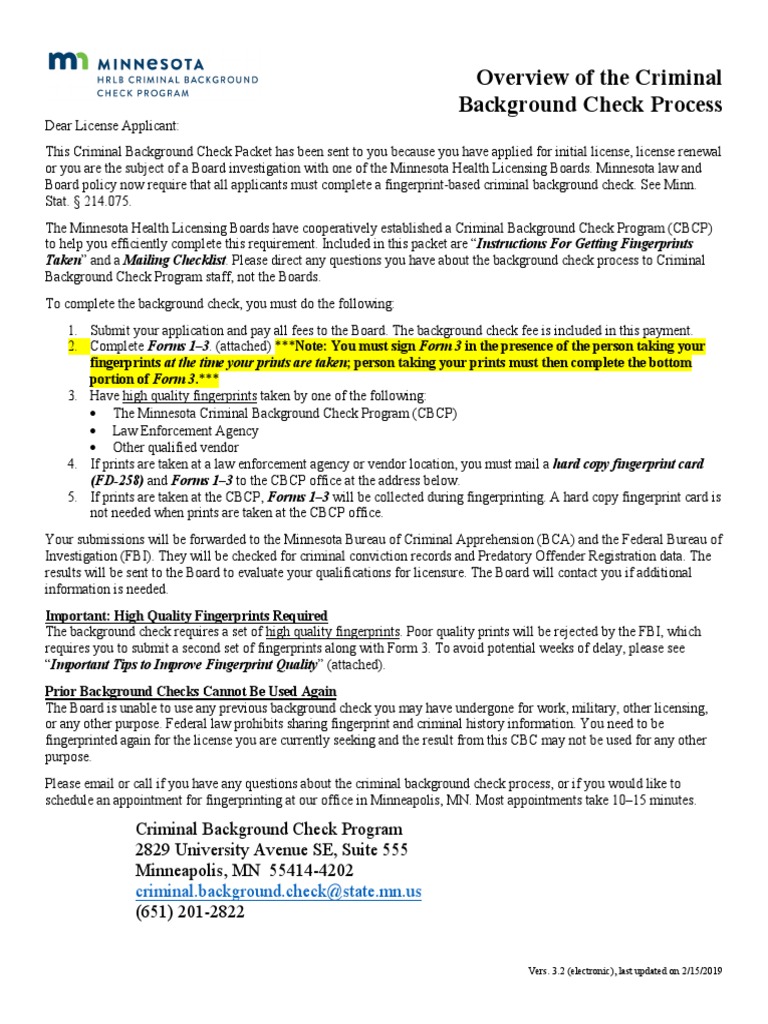 Fingerprint Instructions & Required Forms 3.2 | PDF | Identity Document ...