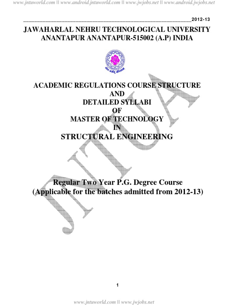 Structural Engineering: Jawaharlal Nehru Technological University Anantapur Anantapur-515002 (A ...