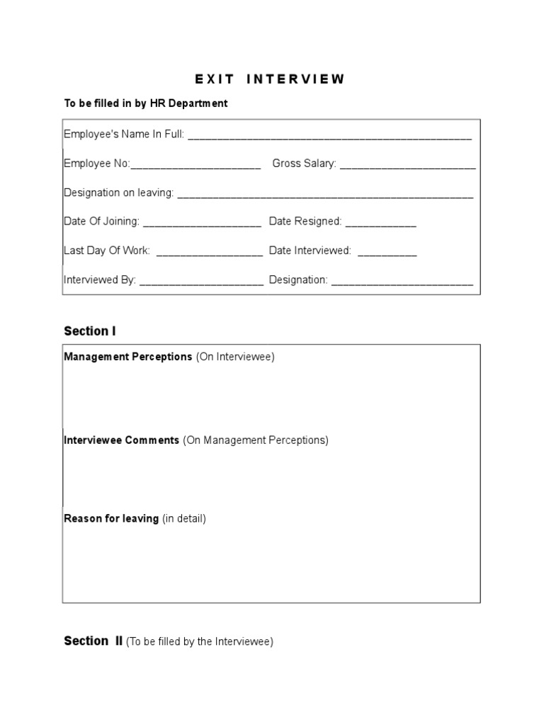 Exit Interview Form | PDF