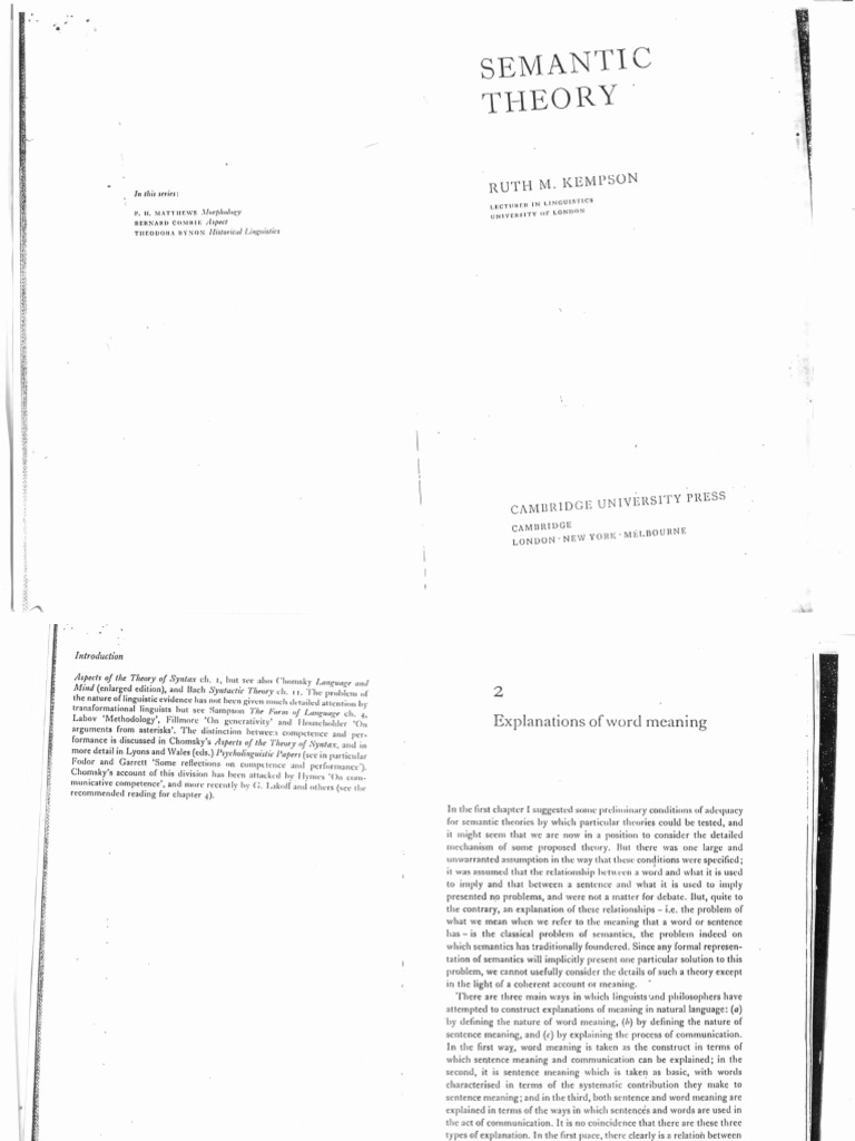 Semantic Theory Explained | PDF | Semantics | Concept