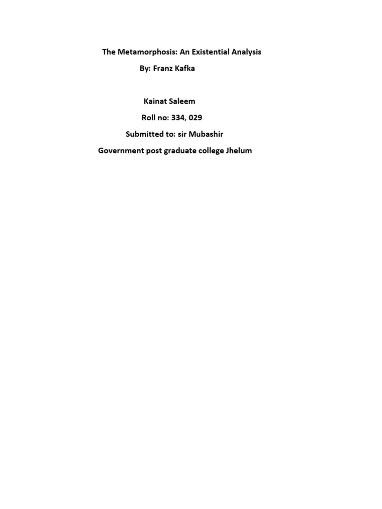 The Metamorphosis | PDF | The Metamorphosis | Existentialism