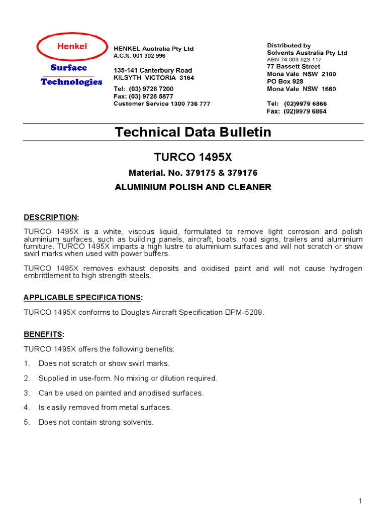 Turco 1495 | PDF | Paint | Aluminium
