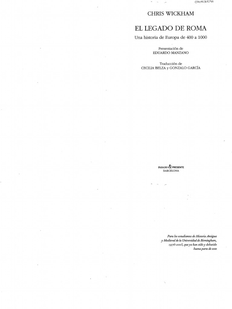 WICKHAM, Chris - El Legado de Roma | PDF