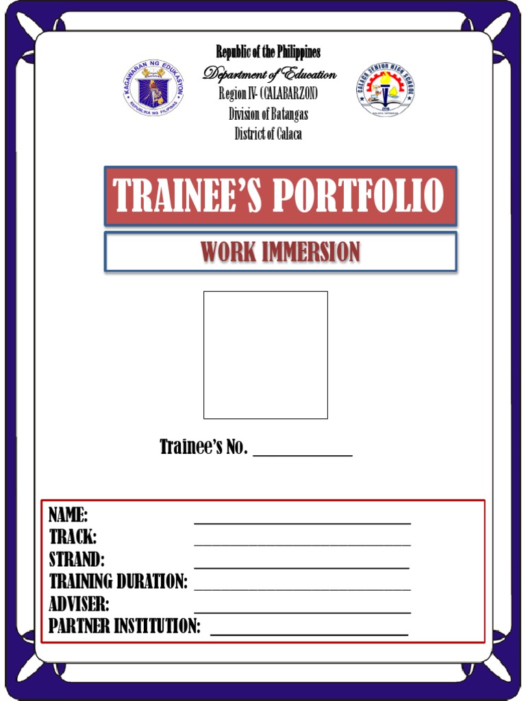 Work Immersion Trainee Portfolio | PDF | Career & Growth