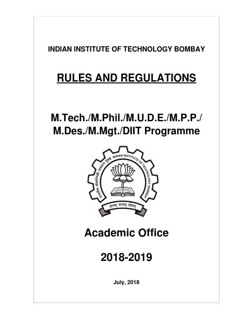 IIT Bombay M.Tech/M.Phil Rules 2018-19 | PDF | Postgraduate Education ...