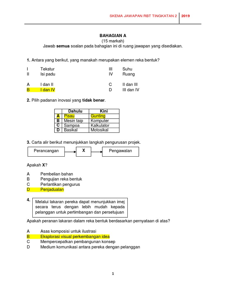Skema RBT Form2 PPT Year 2019 | PDF