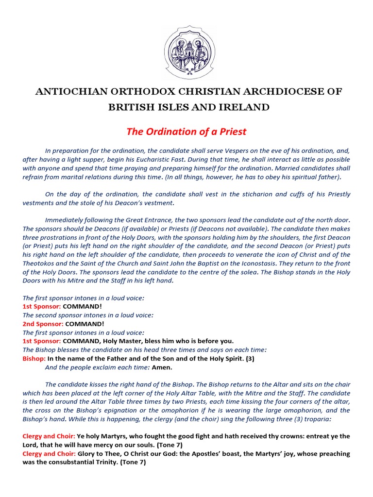 Ordination To The Priesthood PDF | PDF | Bishop | Deacon