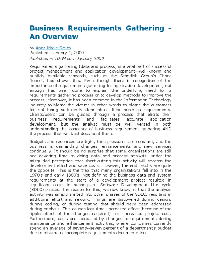 Business Requirements Gathering Guide | PDF | Software Development ...