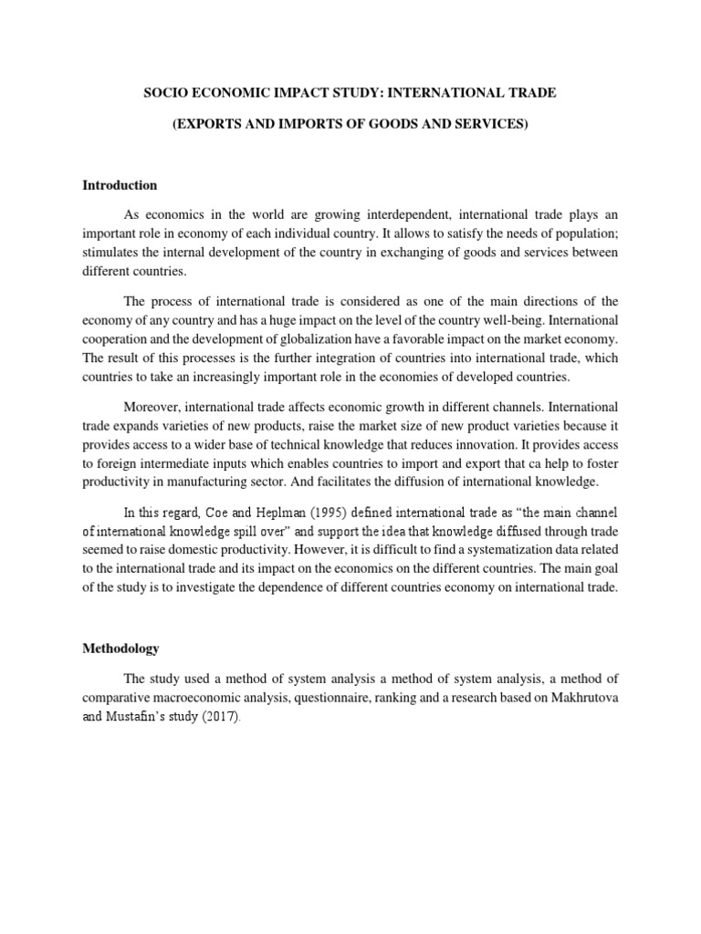 Socio-Economic Impact of International Trade | PDF | Economics | Trade