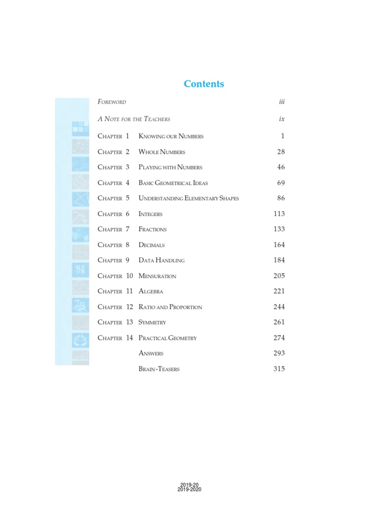 Class Vi-X Maths Ncert Index | PDF | Quadratic Equation | Equations