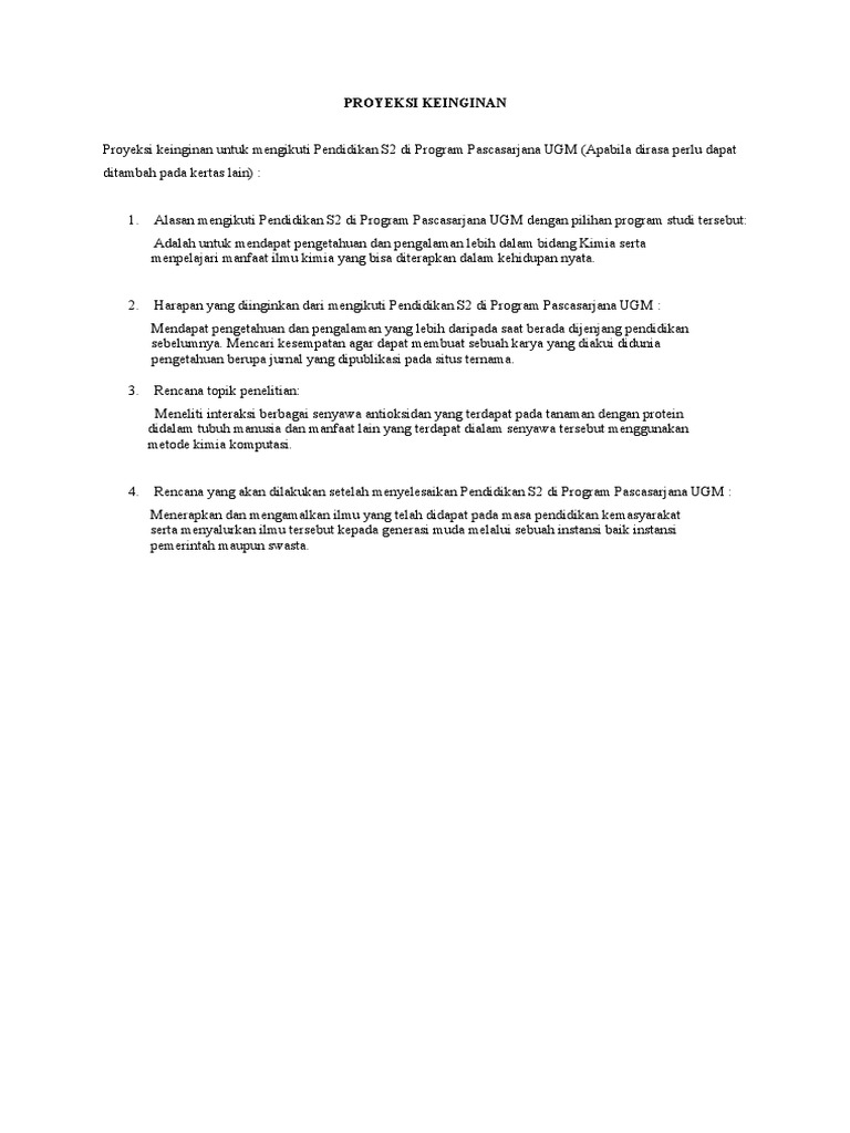 2017 Form Proyeksi Keinginan S2 | PDF