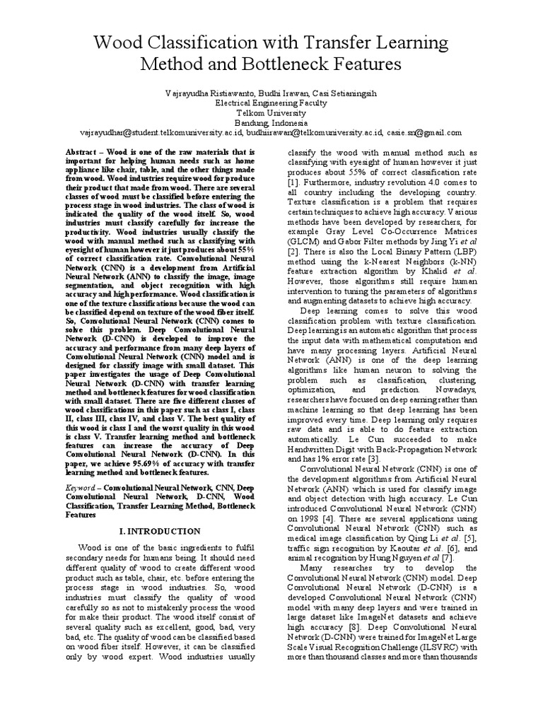 Wood Classification With Transfer Learning Method and Bottleneck ... Wood Classification With Transfer Learning Method and Bottleneck ...
