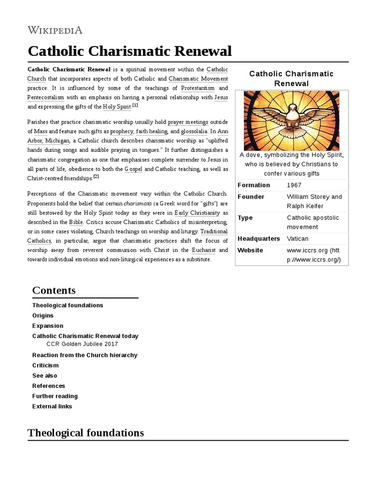 Catholic Charismatic Renewal | PDF | Charismatic Movement | Spiritual Gift