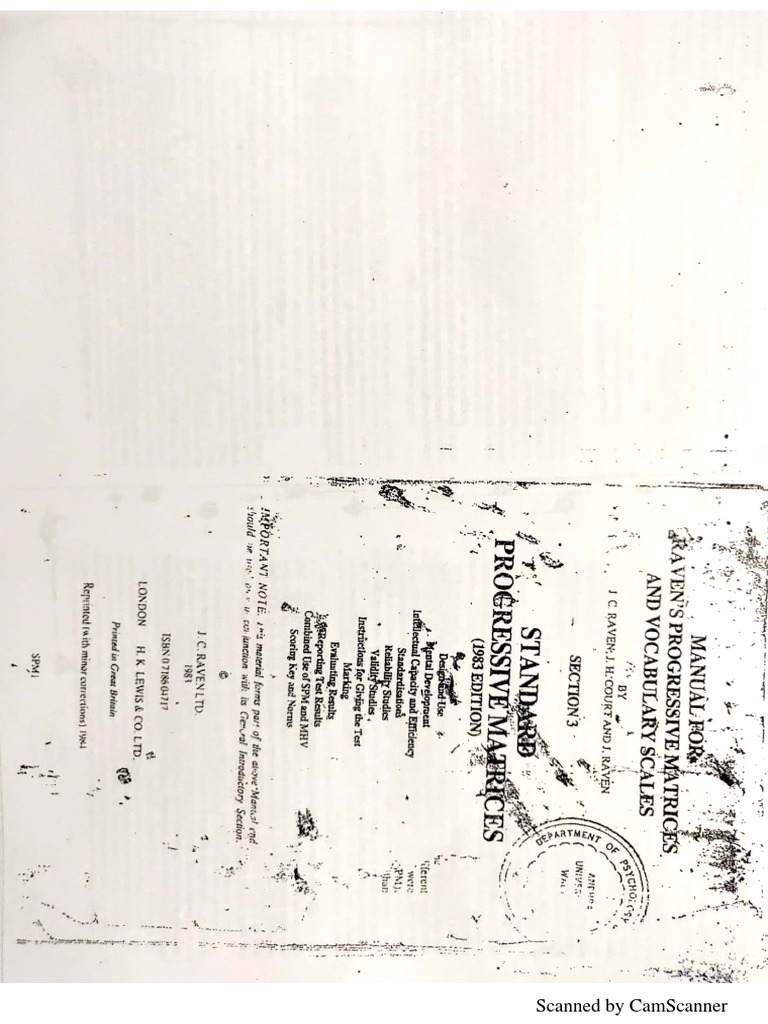 Standard Progressive Matrices | PDF