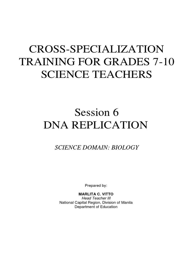 Dna Replication For Science Session Guide | PDF | Dna | Rna