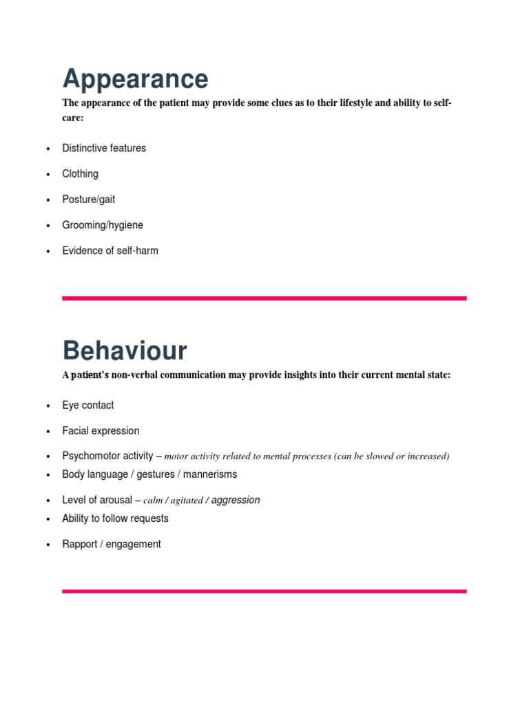 Appearance: The Appearance of The Patient May Provide Some Clues As To ...