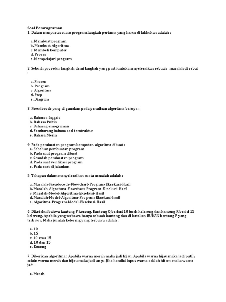 Soal Pemrograman untuk Pemula | PDF | Seni