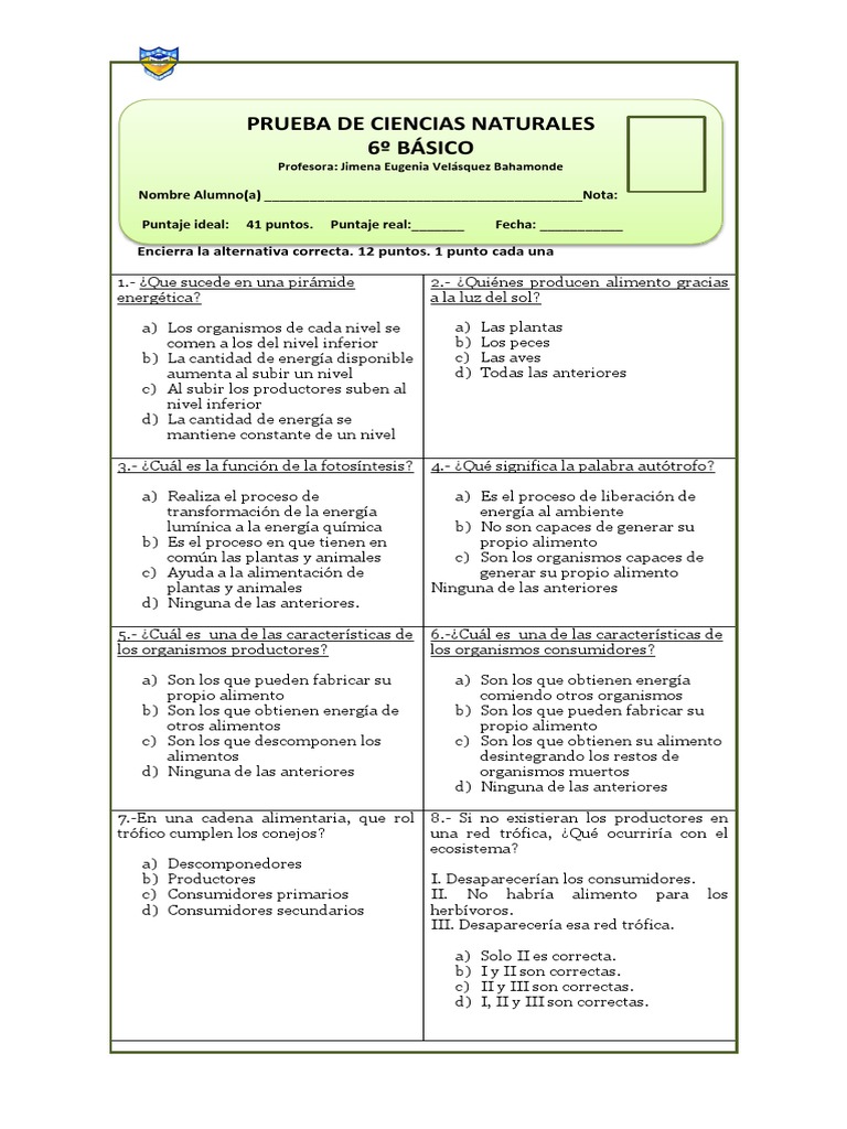 Hojas De Trabajo Sobre La Cadena Alimentaria Y La Red Alimentaria ...