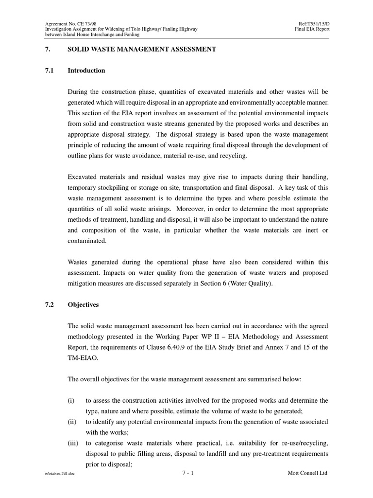 Solid Waste Management Assessment | PDF | Waste Management ...