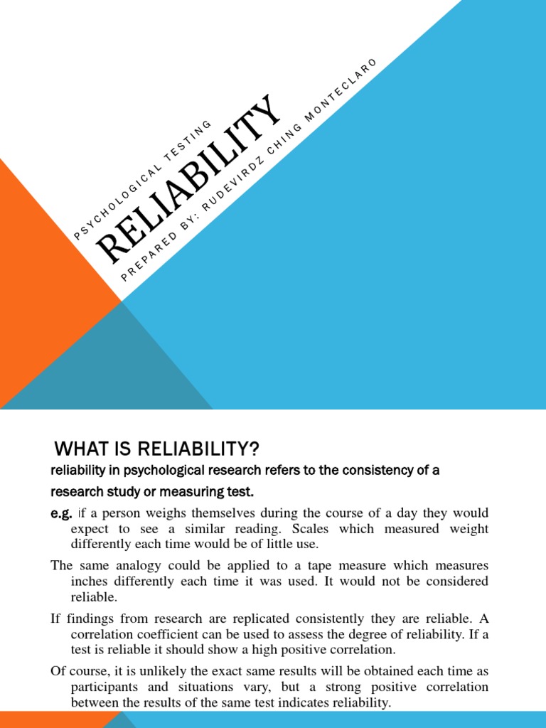 Reliability | PDF | Psychological Testing | Tests
