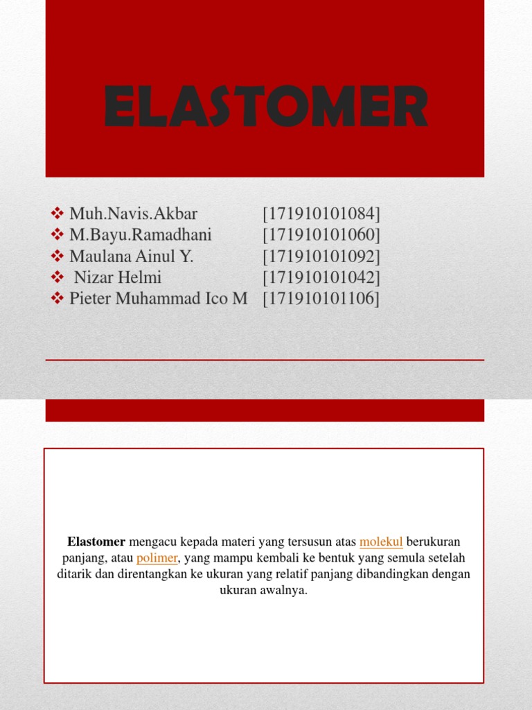 Pengertian dan Klasifikasi Elastomer | PDF