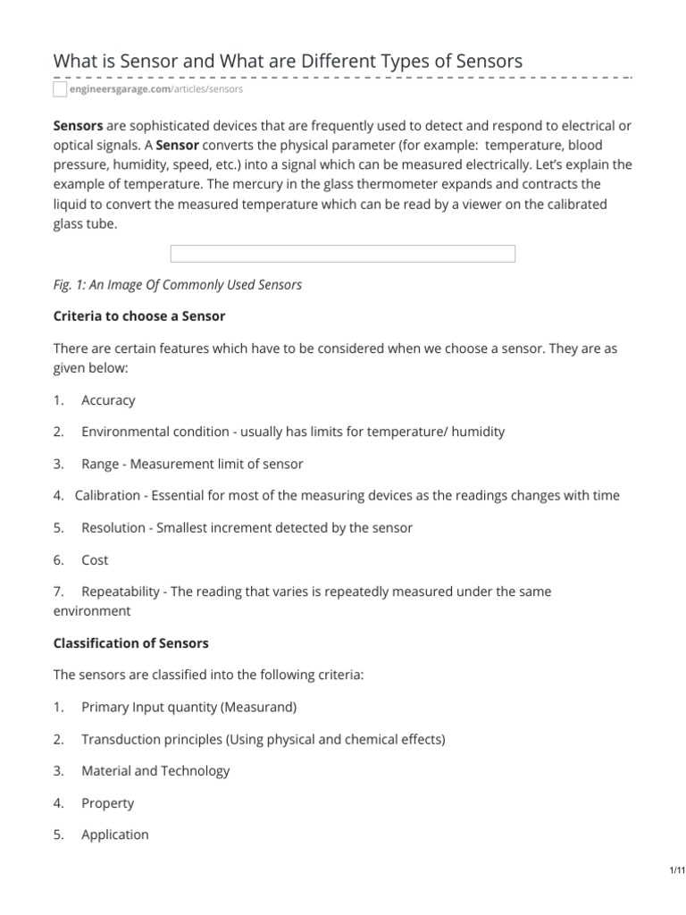 What Is Sensor and What Are Different Types of Sensors | PDF | Infrared ...