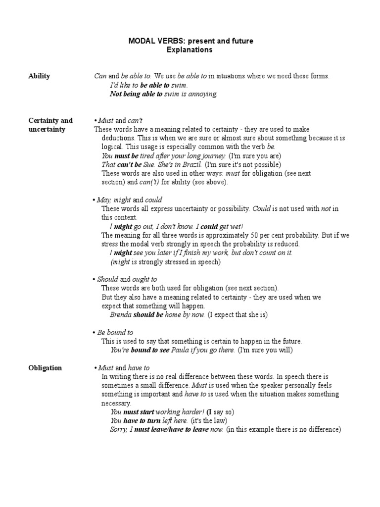Modal Verbs FCE | PDF | Linguistics | Linguistic Morphology