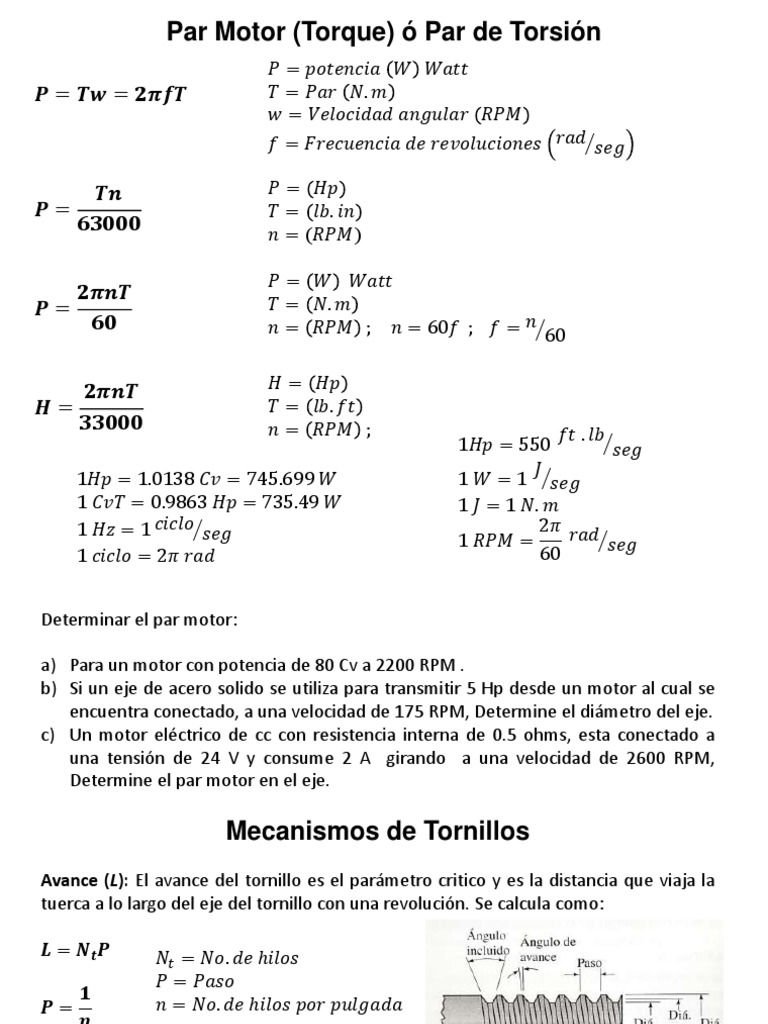Torque | PDF | Esfuerzo de torsión | Tornillo
