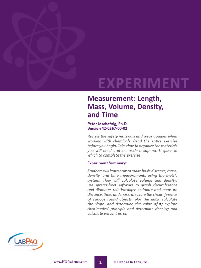 Lab 1 Measurement | PDF | Density | Measurement